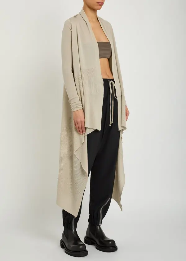 Rick Owens Asymmetric Wool Cardigan - Sand