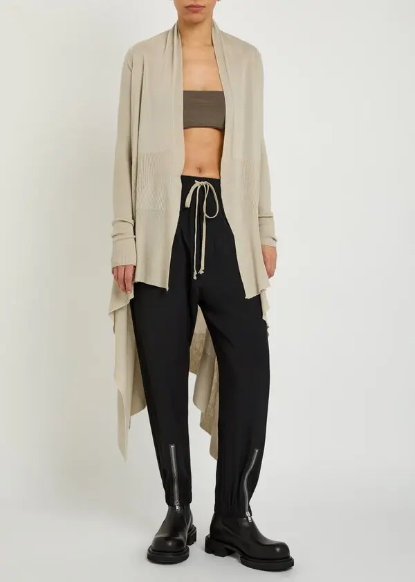 Rick Owens Asymmetric Wool Cardigan - Sand