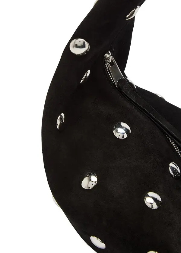 Khaite Olivia Medium Studded Suede Top Handle Bag - Black