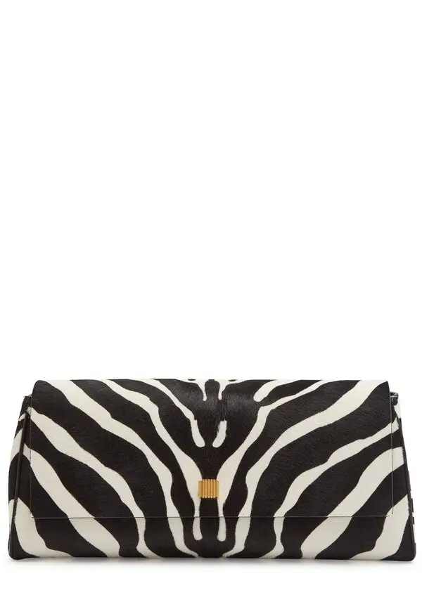 Khaite Audrey Zebra-print Calf-hair Clutch - Black