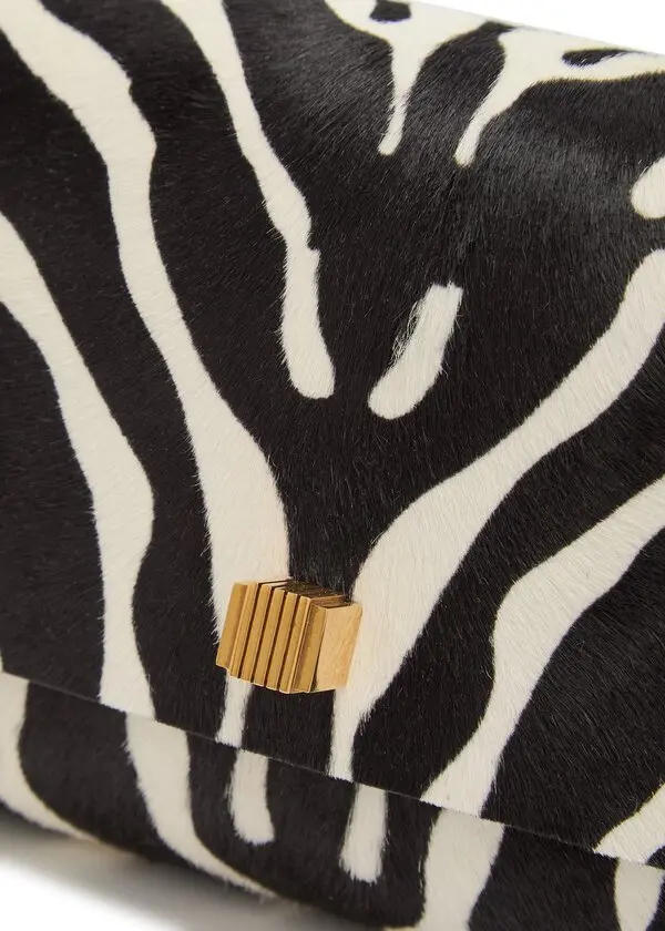Khaite Audrey Zebra-print Calf-hair Clutch - Black