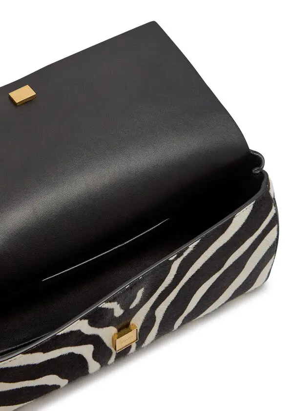 Khaite Audrey Zebra-print Calf-hair Clutch - Black