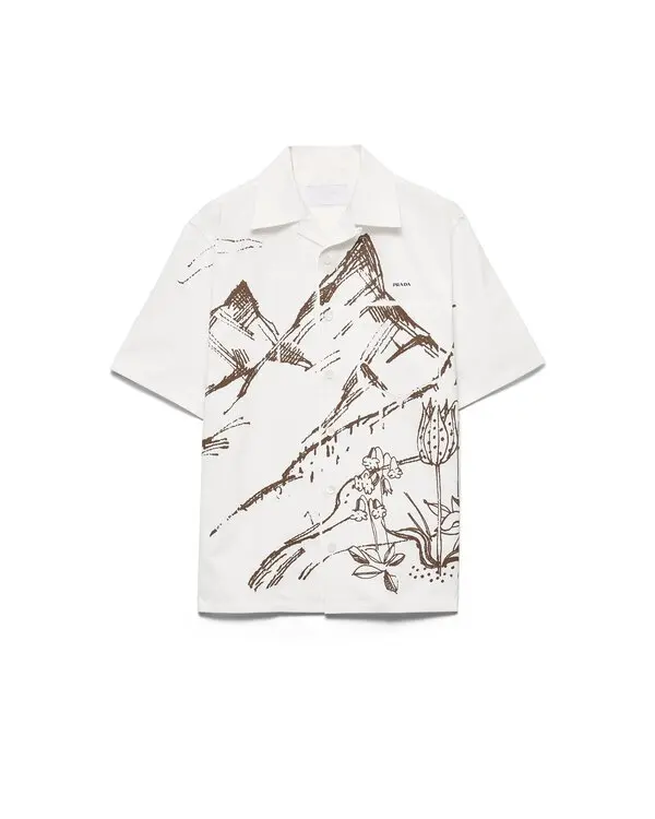 Prada Printed Cotton Bowling Hirt
