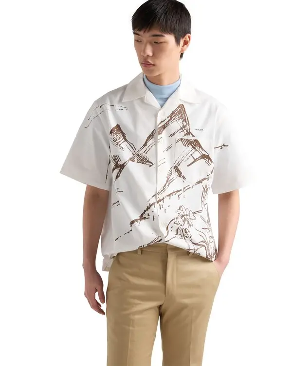Prada Printed Cotton Bowling Hirt