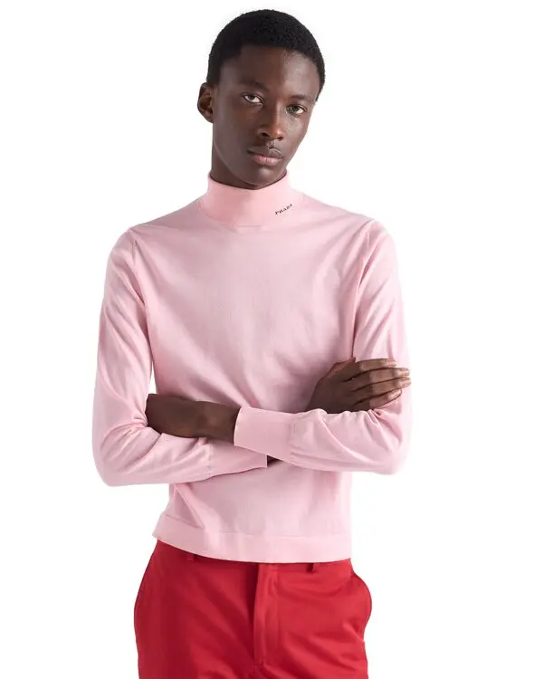Prada Cotton Turtleneck Sweater - Pink
