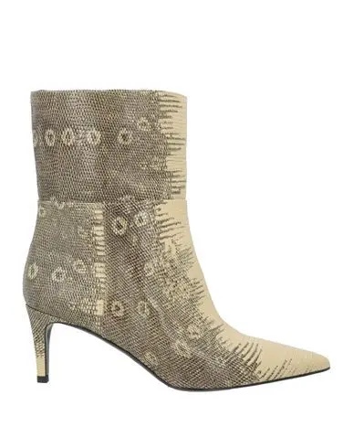 TWINSET Leather Lizard-print Ankle Boots - Beige