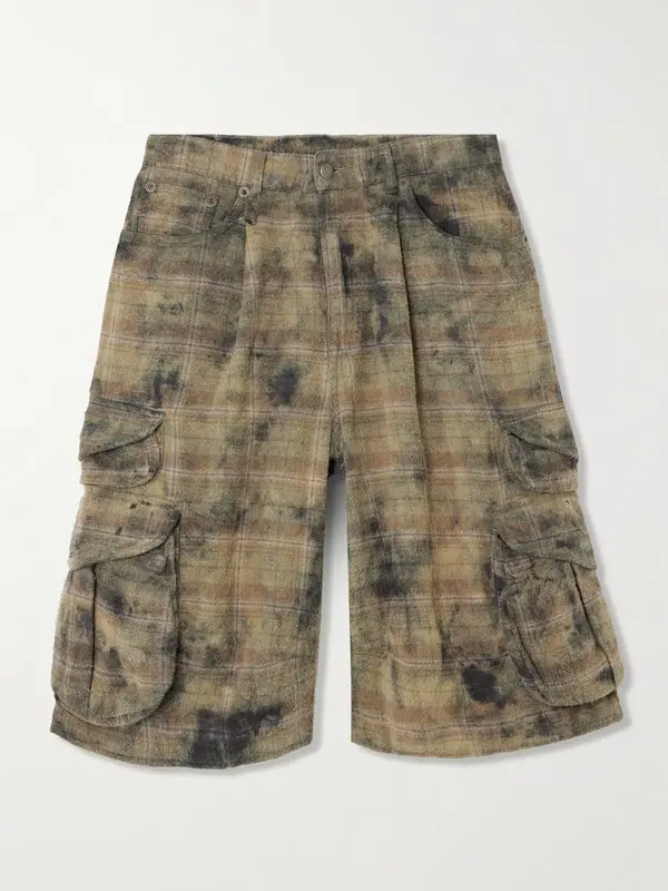 R13 Checked Cotton-flannel Cargo Shorts