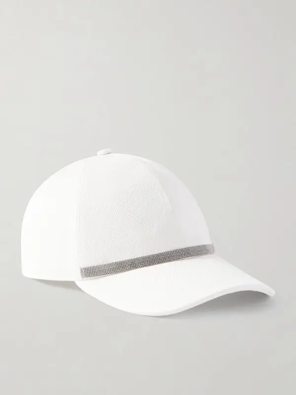 Brunello Cucinelli Bead-embellished Baseball Cap - White