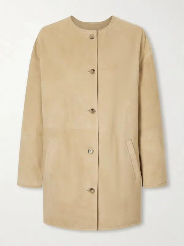 Loulou De Saison Waren Paneled Suede Jacket - Neutrals