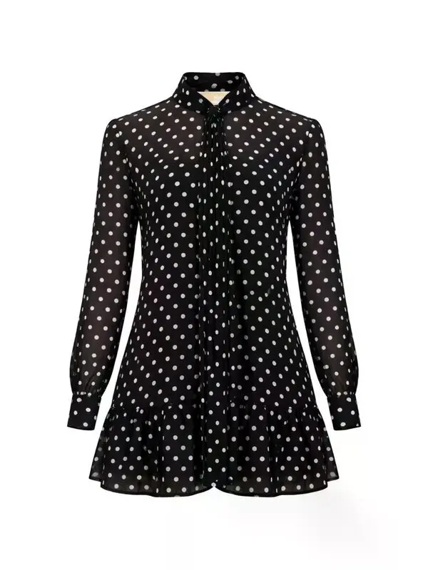 Michael Kors Polka-dot Mini Dress With Ruffle Hem