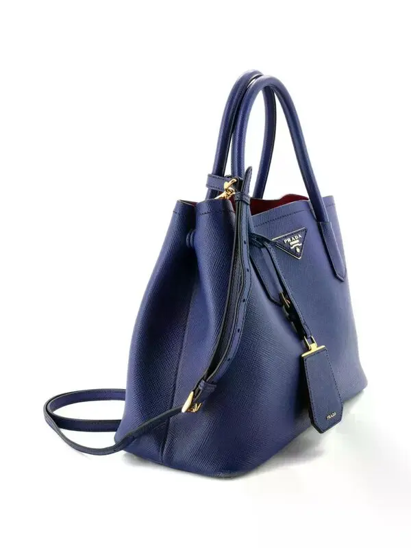 Prada Cuir Double Saffiano Leather Medium Tote Bag - Blue