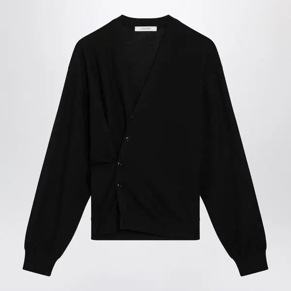 LEMAIRE Asymmetric Wool-blend Cardigan - Black