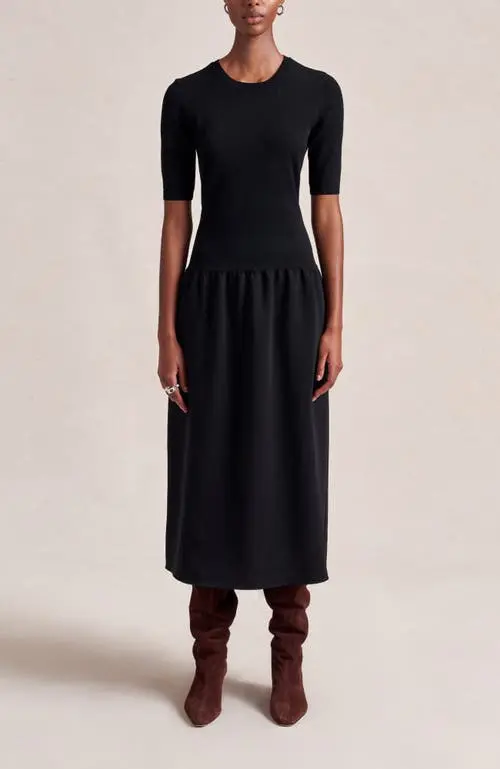 LA LIGNE Sloane Knit Bodice Crepe Dress