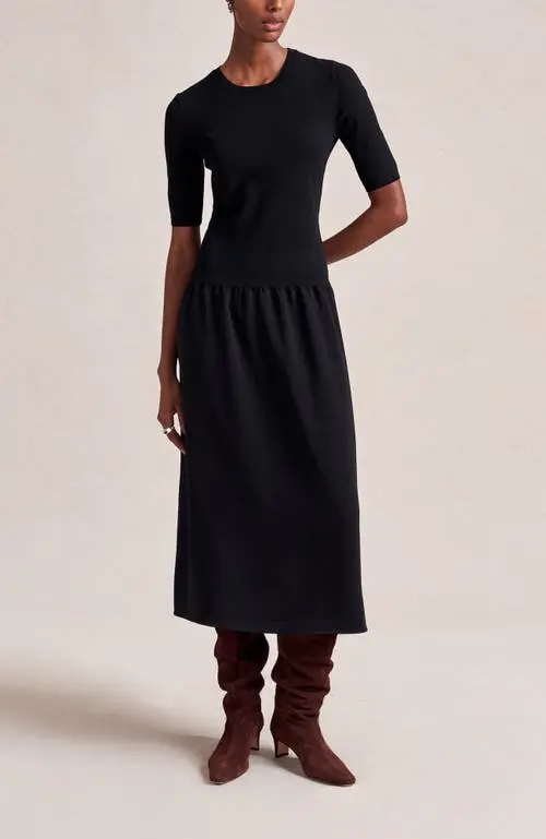 LA LIGNE Sloane Knit Bodice Crepe Dress