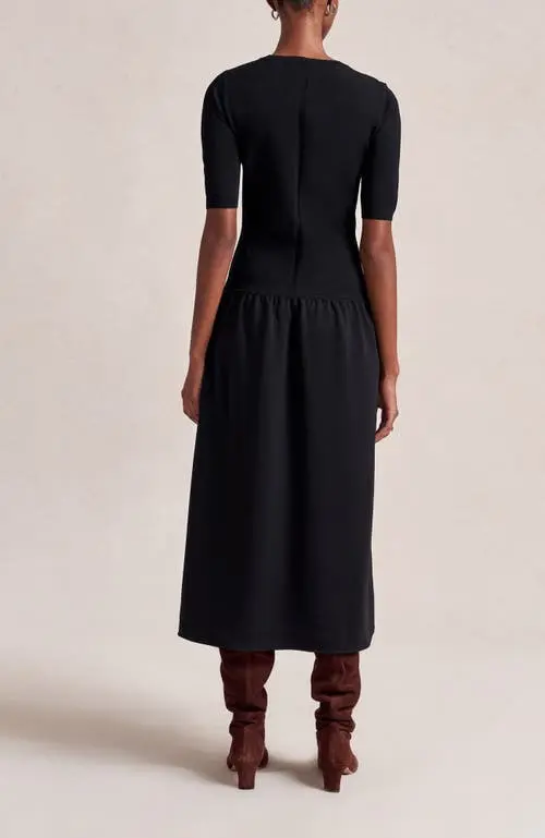 LA LIGNE Sloane Knit Bodice Crepe Dress