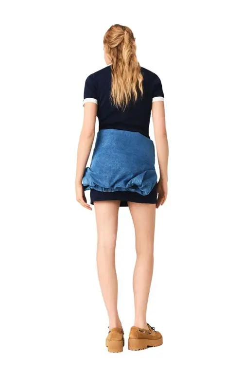 Maje Contrast-trim Polo Dress - Navy