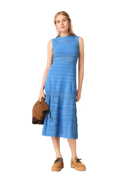 Maje Pointelle Knit Maxi Dress