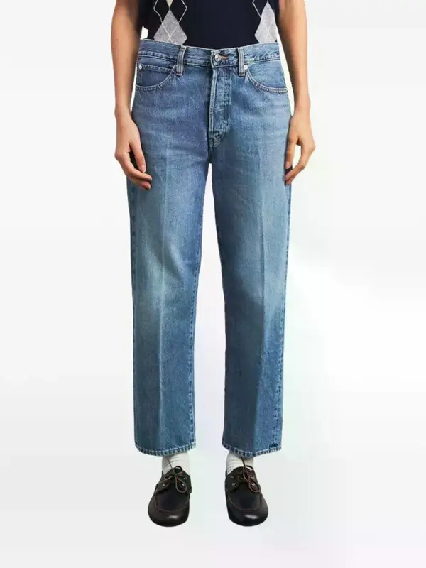 FRAME Vertical Crop High-waist Straight Jeans - Blue