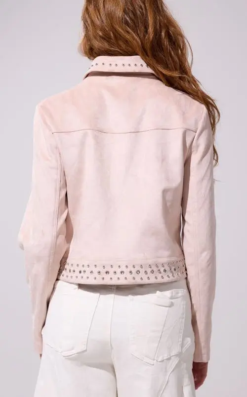 AZALEA WANG Fringe Faux Suede Jacket