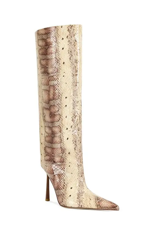 AZALEA WANG Madeye Stiletto Boots - Nude Multi