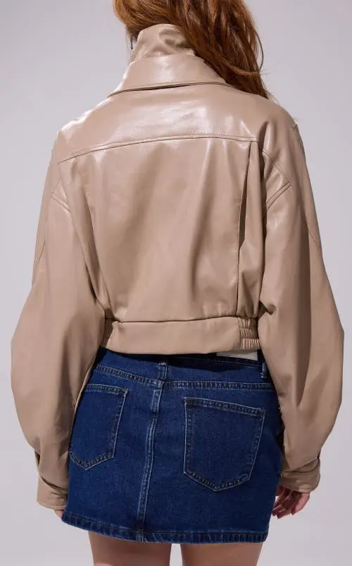 AZALEA WANG Faux Leather Moto Jacket