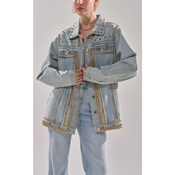 AZALEA WANG Sable Studded Jacket - Denim