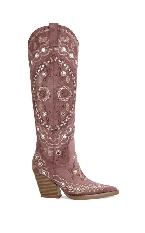AZALEA WANG Aamina Block Heel Cowboy Boots