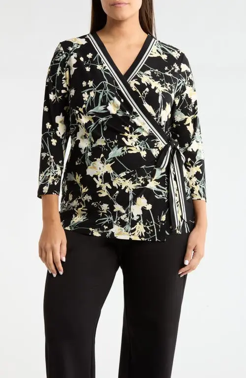 Anne Klein Leo Border Print Wrap Top