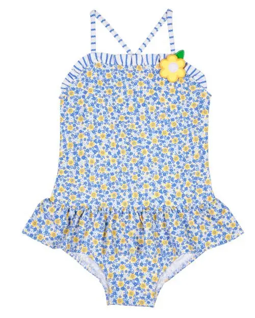 FLORENCE EISEMAN Floral Skirted Swimsuit - White/yellow/blue