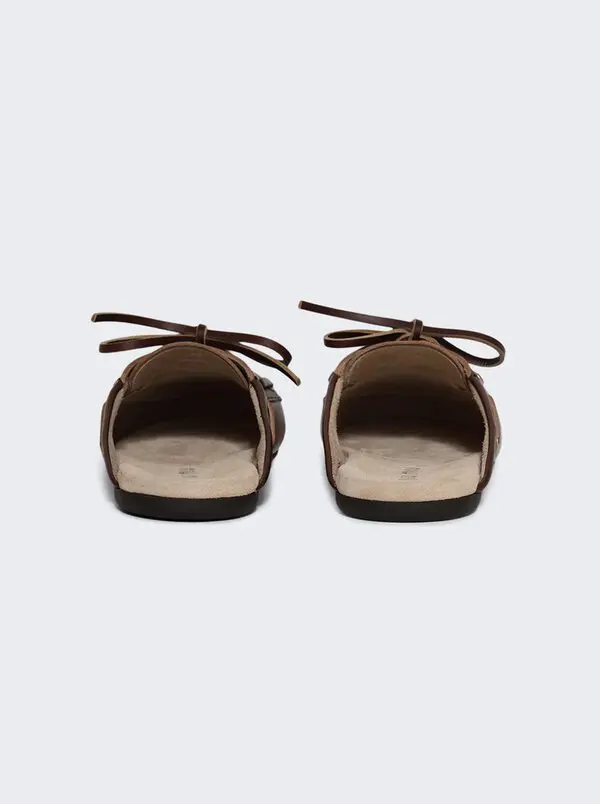 Miu Miu Leather Mules - Brown