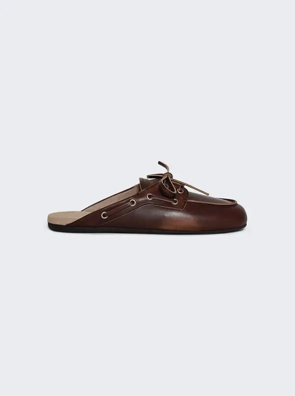 Miu Miu Leather Mules - Brown