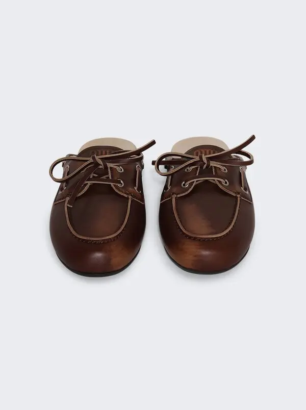 Miu Miu Leather Mules - Brown