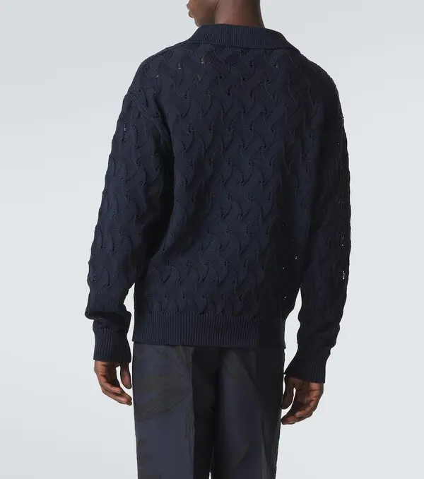 Dries Van Noten Open-knit Cotton Polo Sweater