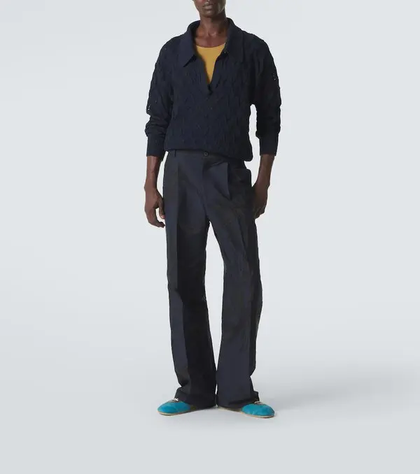 Dries Van Noten Open-knit Cotton Polo Sweater