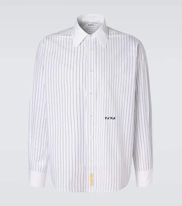 BODE Pinstripe Cotton Poplin Shirt