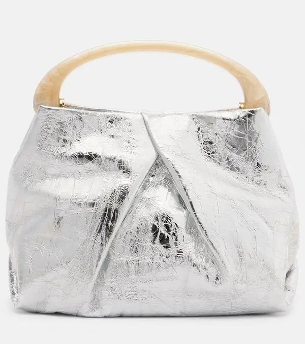 Dries Van Noten Mini Metallic Leather Top-handle Bag - Silver