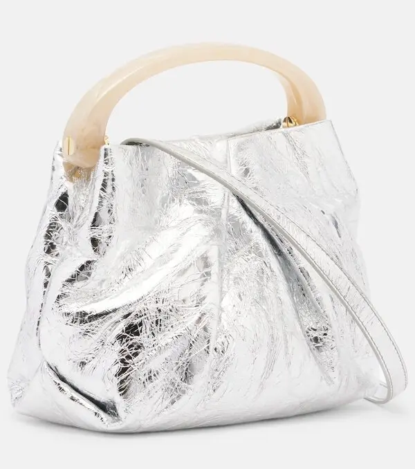 Dries Van Noten Mini Metallic Leather Top-handle Bag - Silver
