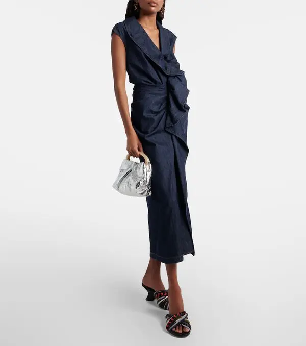 Dries Van Noten Mini Metallic Leather Top-handle Bag - Silver