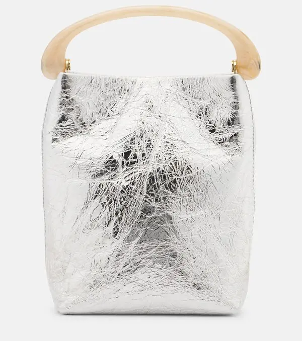 Dries Van Noten Mini Metallic Leather Top-handle Bag - Silver