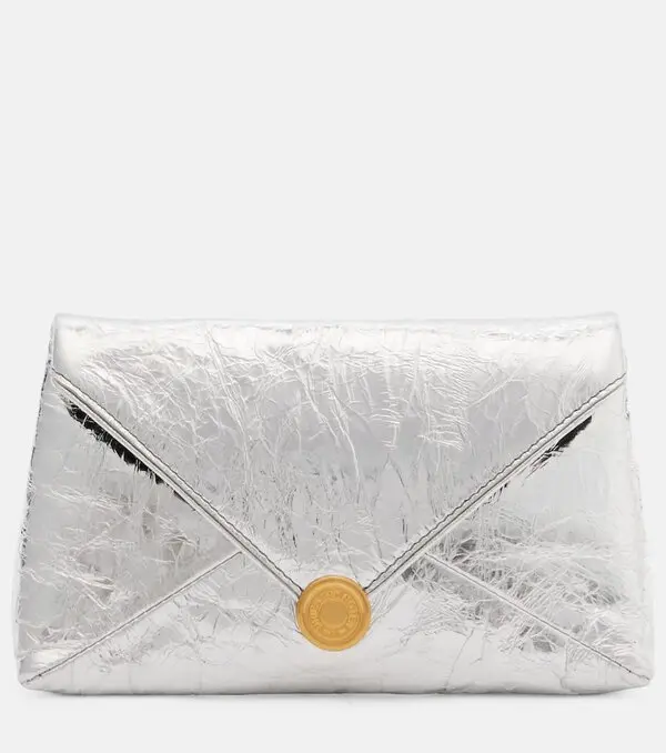 Dries Van Noten Envelope Small Metallic Leather Clutch