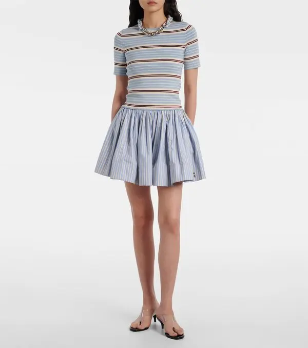 Rabanne Striped Cotton Miniskirt