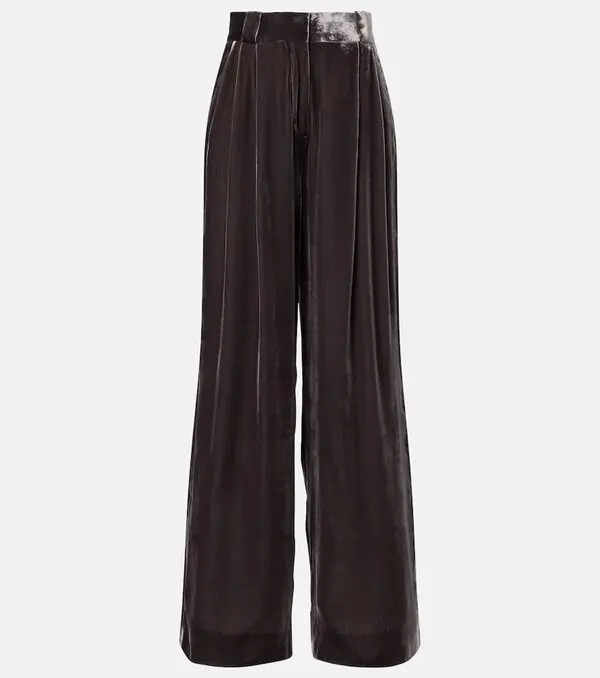 BLAZÉ MILANO Husi Velvet Wide-leg Pants - Silver