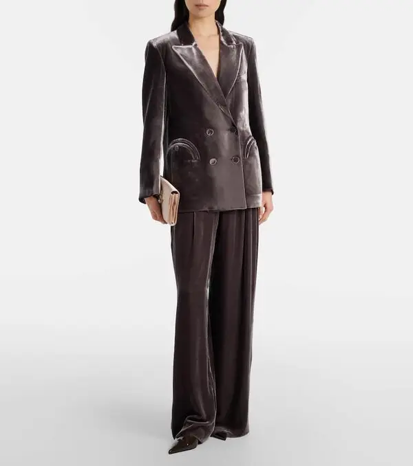 BLAZÉ MILANO Husi Velvet Wide-leg Pants