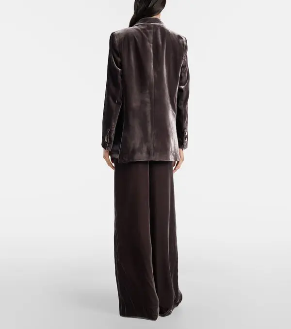 BLAZÉ MILANO Husi Velvet Wide-leg Pants - Silver