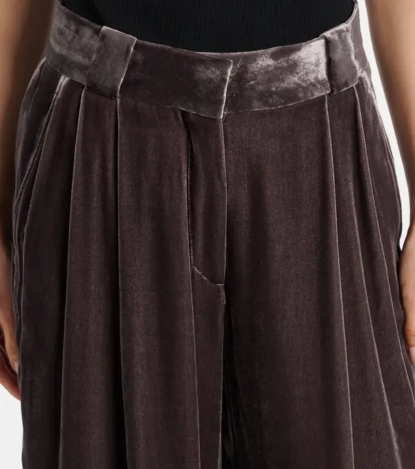 BLAZÉ MILANO Husi Velvet Wide-leg Pants - Silver