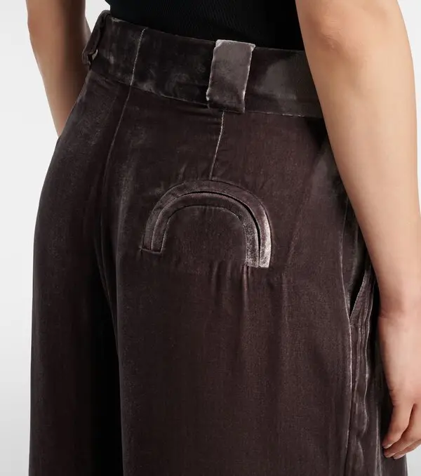 BLAZÉ MILANO Husi Velvet Wide-leg Pants - Silver