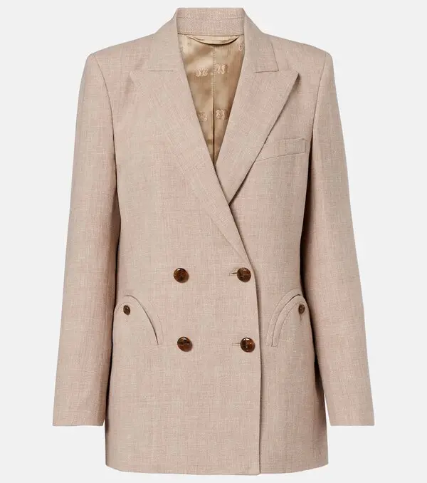 BLAZÉ MILANO Everyday Double-breasted Linen And Wool Blazer