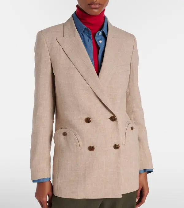 BLAZÉ MILANO Everyday Double-breasted Linen And Wool Blazer