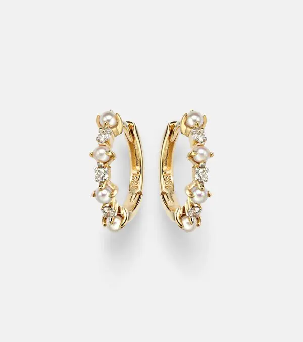 Mateo 14kt Diamond And Pearl Earrings - Gold