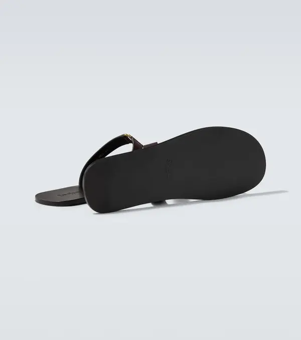 Saint Laurent Cassandre Leather Thong Sandals
